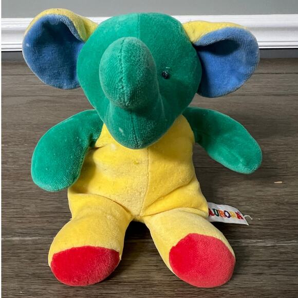 Aurora | Toys | Vintage 998 Aurora Color Block Elephant Lovey Plush ...